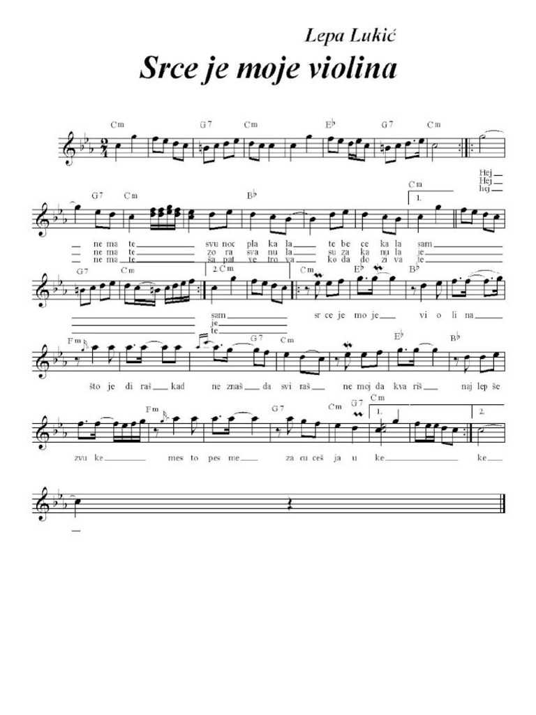 Lepa Lukic Srce Je Moje Violina | PDF
