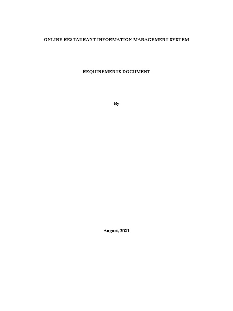 Online Restaurant Management System Requirements | PDF | Databases | Information