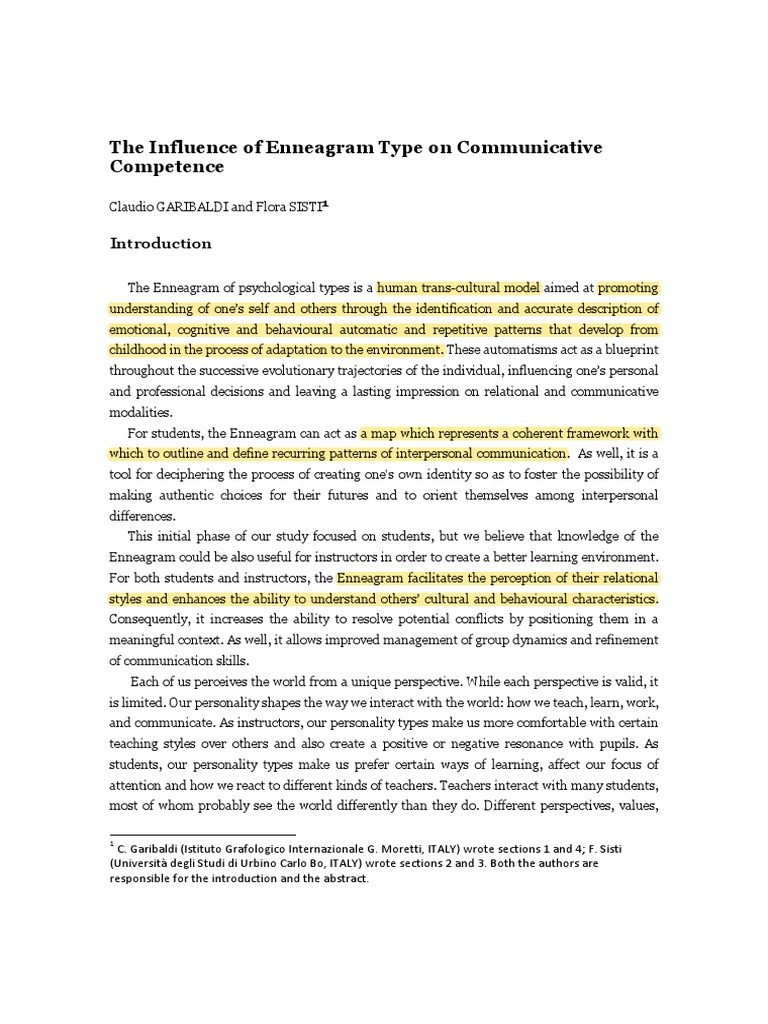 The Influence Od Enneagram Type On CC | PDF | Motivational | Motivation