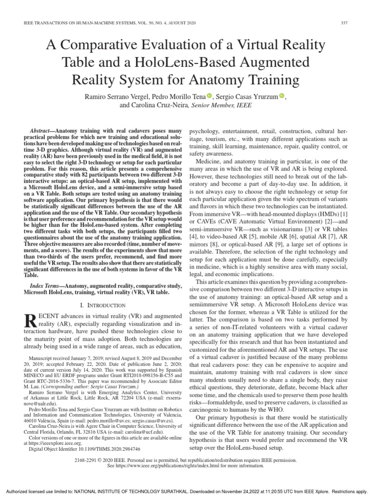 A Comparative Evaluation of A Virtual Reality Table and A HoloLens ...