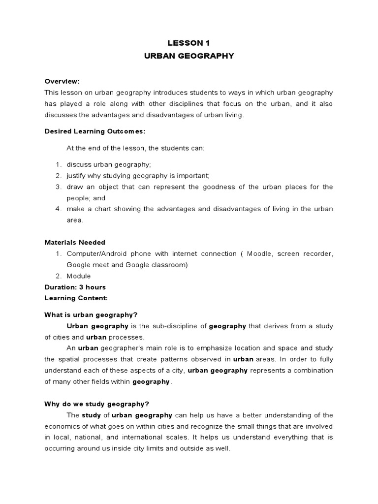 Urban Geography: Pros and Cons | PDF | Geography | Urban Geography