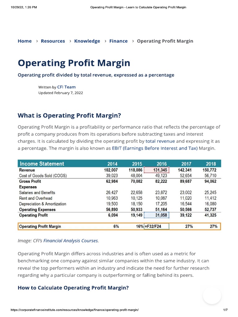 Operating Profit Margin | PDF