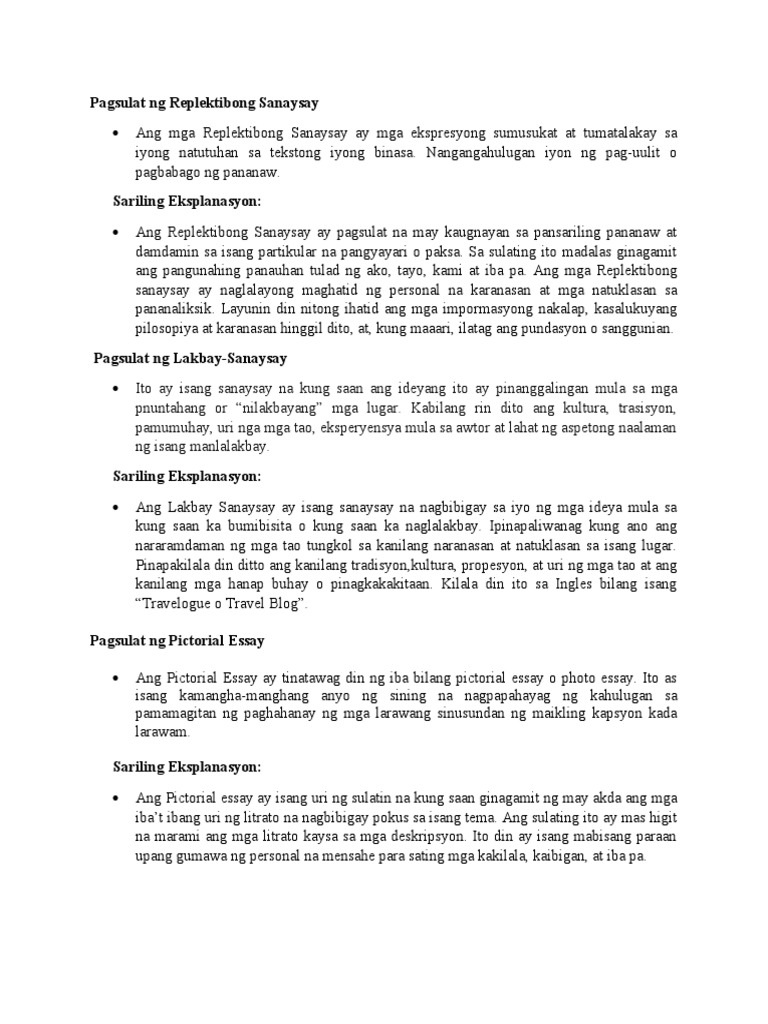 Pagsulat NG Replektibong Sanaysay | PDF