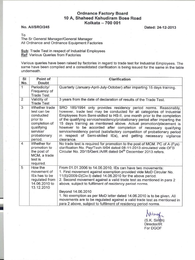 Ir - Trade Test Clarification jc26 | PDF