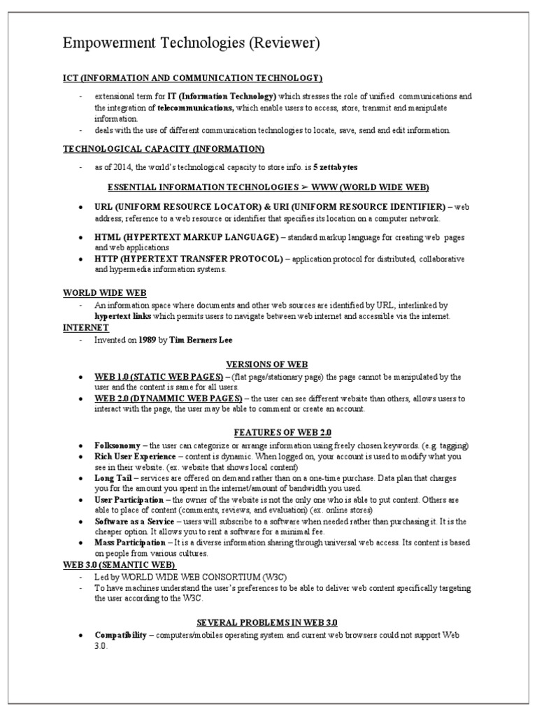 Etech Reviewer | PDF | World Wide Web | Internet & Web