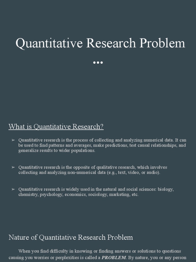 Quantitative Research Problem Download Free Pdf Experiment Quantitative Research