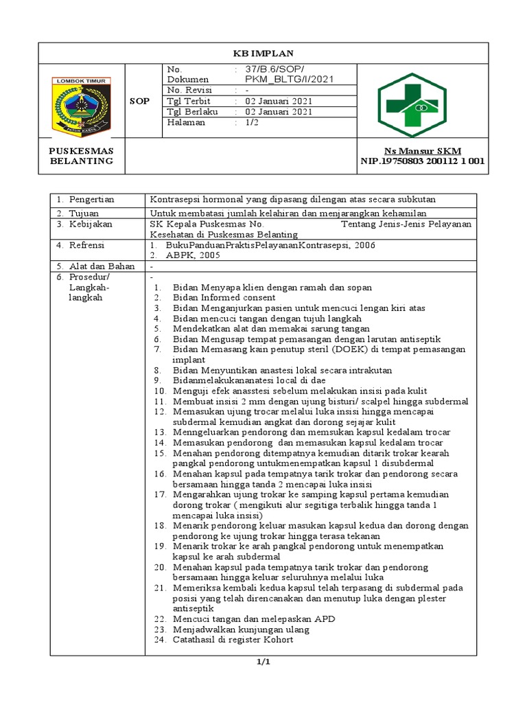 SOP KB Implan Clear | PDF