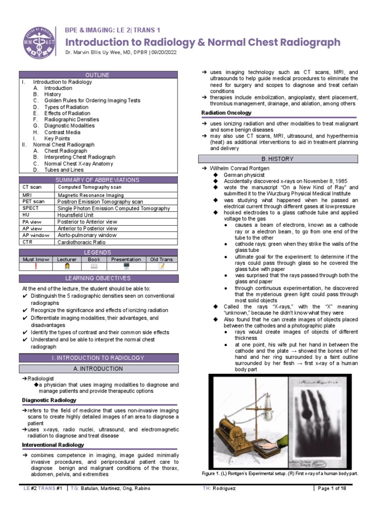 Radiology Chest X-Ray Guide | PDF | Radiology | Radiography