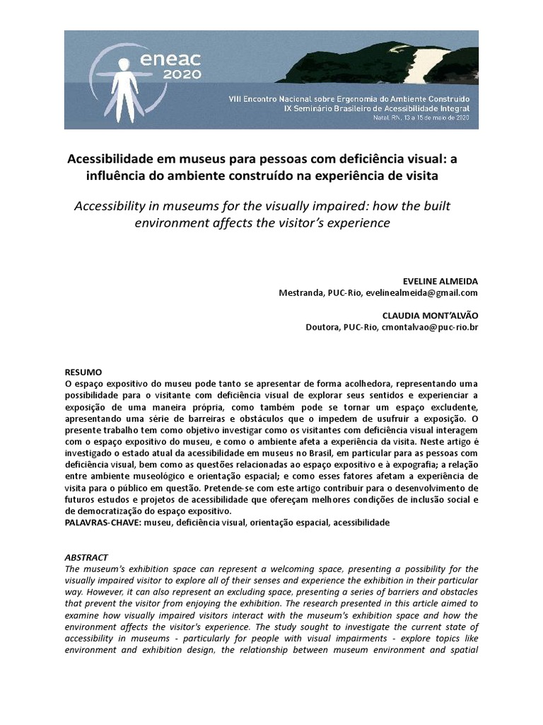 ACESSIBILIDADE EM MUSEUS para Pessoas Com Deficiencia Visual | PDF ...
