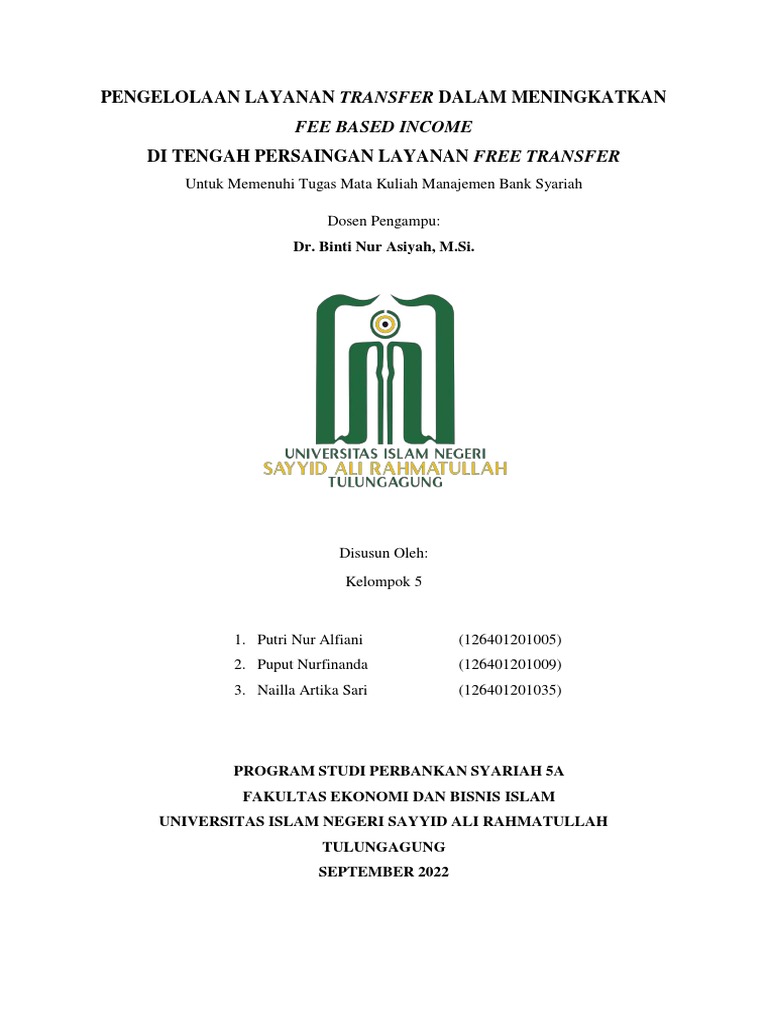 Pengelolaan Layanan Transfer Dalam Meningkatkan Fee Based Income Di ...