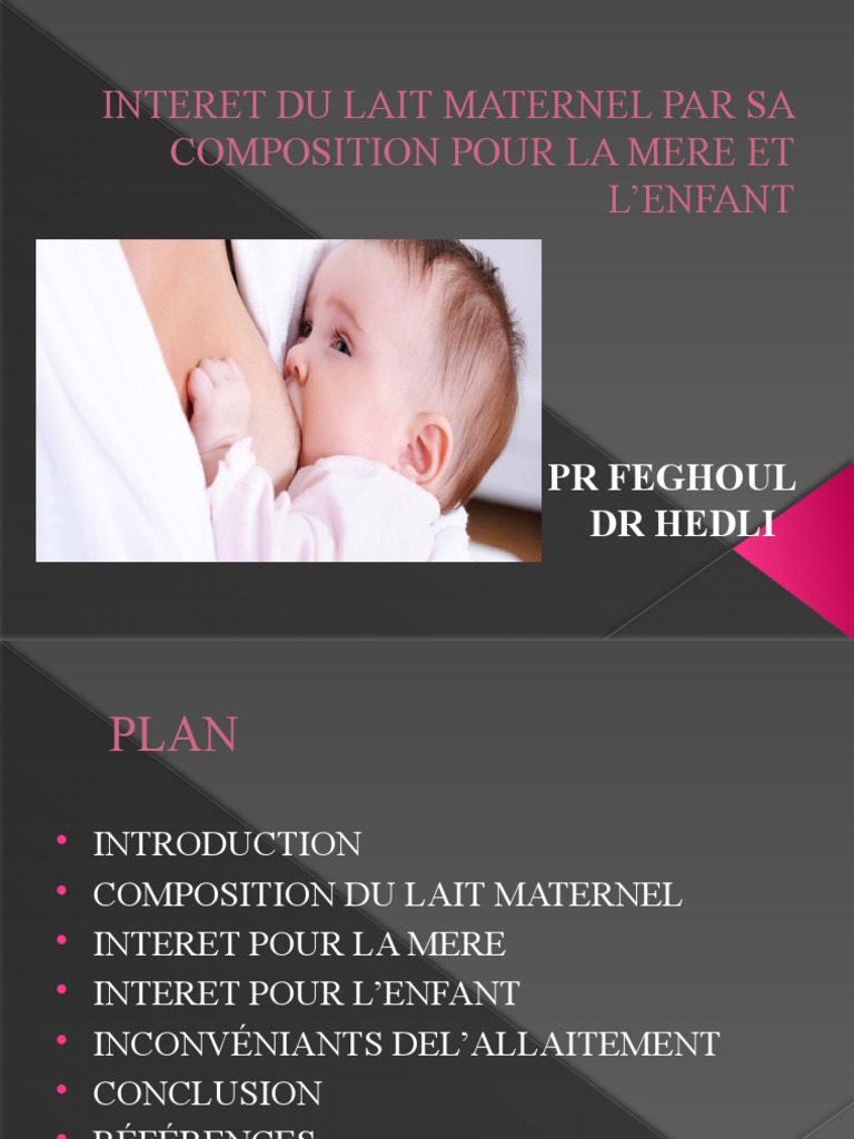 Interet Du Lait Maternel Par Sa Composition Pour | PDF | Allaitement ...