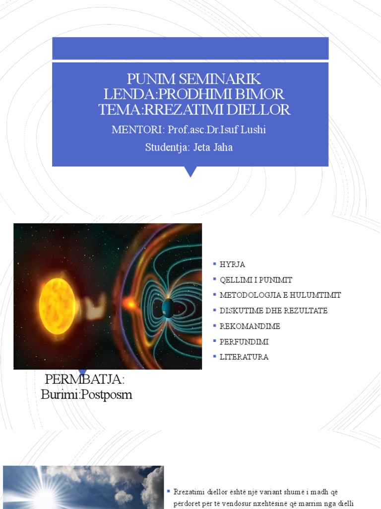 Punim Seminarik Lenda:Prodhimi Bimor Tema:Rrezatimi Diellor: MENTORI ...