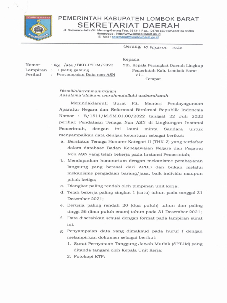 Permintaan Data Non ASN | PDF