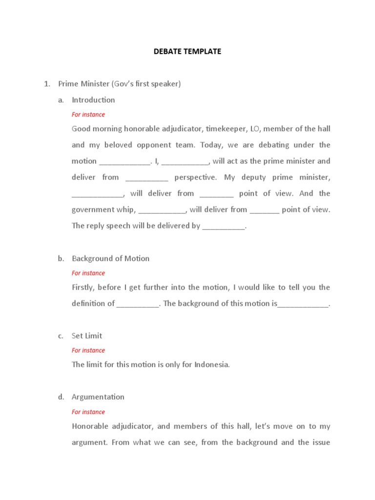 UPDATED Debate Template | PDF
