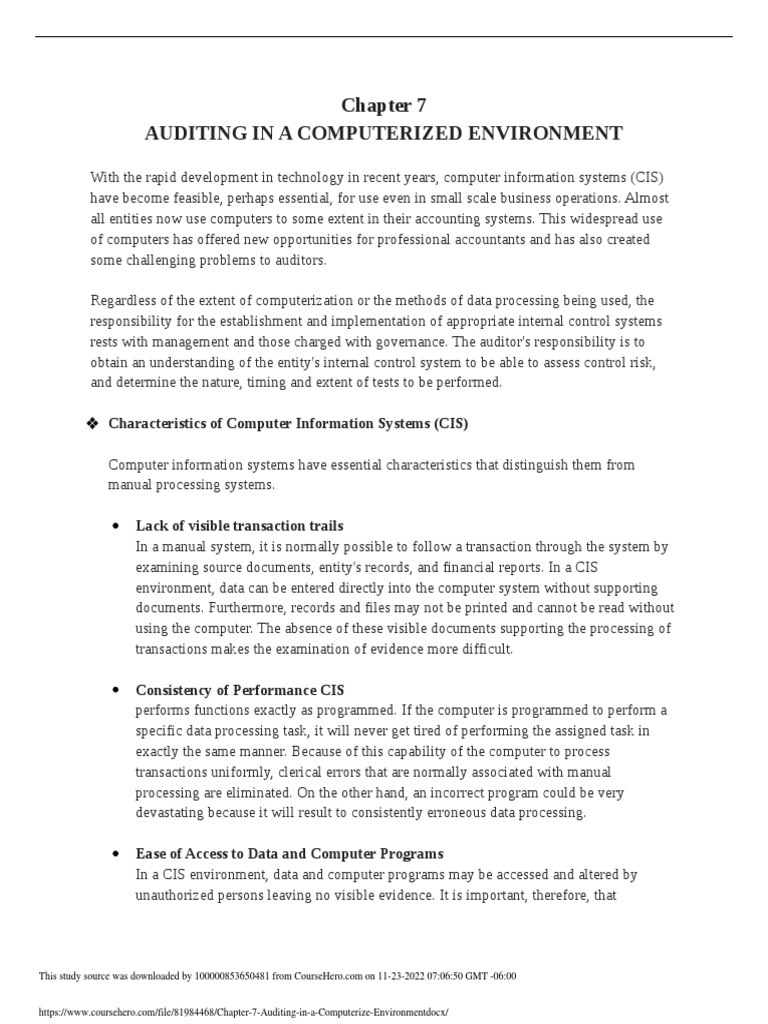 Auditing Computerized Environments | PDF | Audit | Internal Control