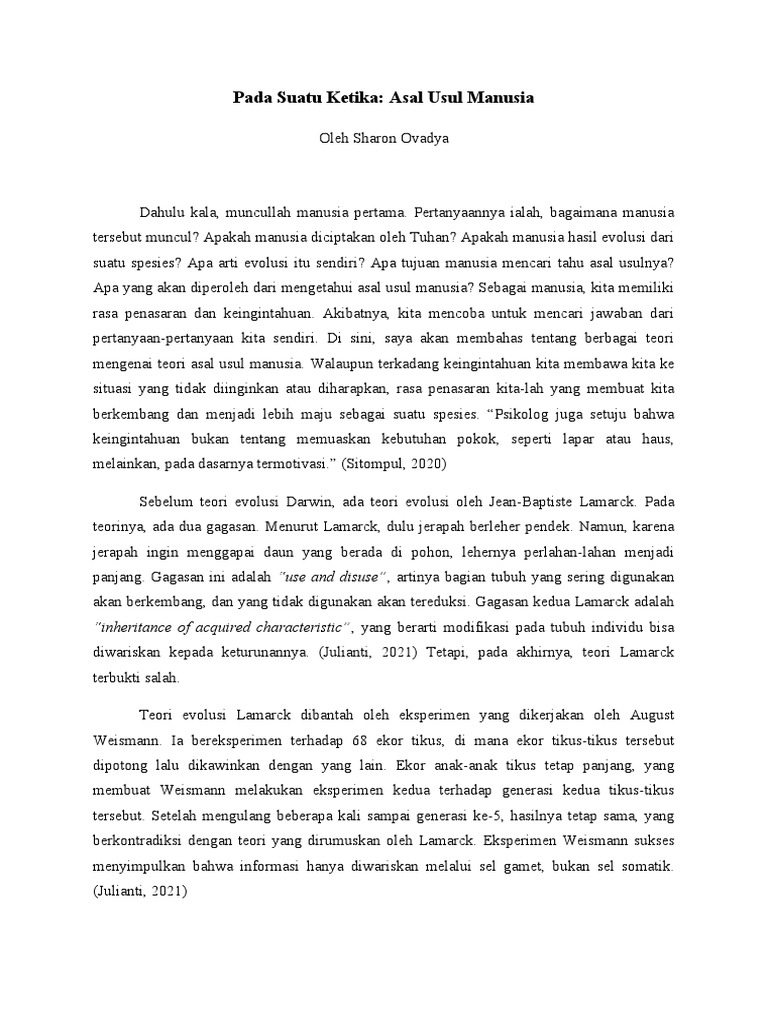 Sejarah Esai Asal Usul Manusia | PDF