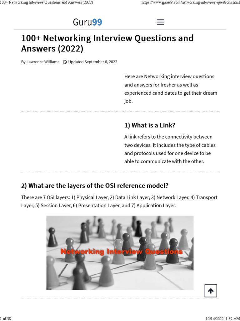 100+ Networking Interview Questions and Answers (2022) | PDF | Computer Network | Transmission ...