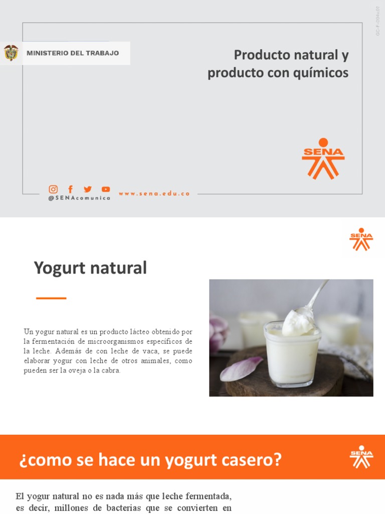 Producto Natural y Producto Con Quimicos | PDF | Yogur | Leche