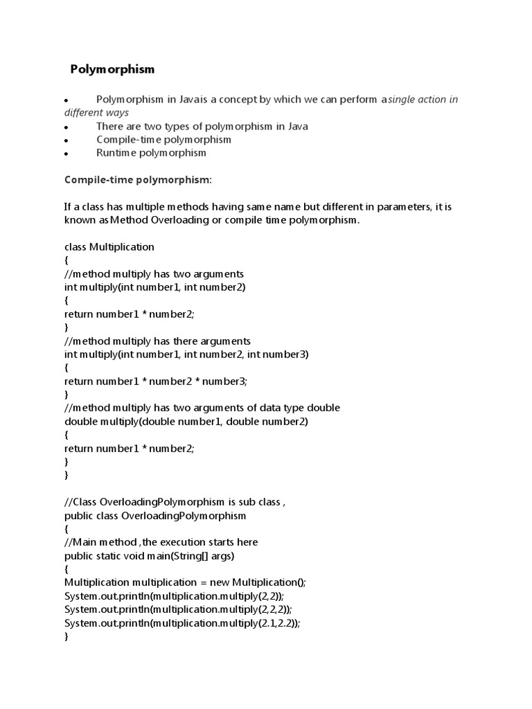 Polymorphism And Interface Pdf Method Computer Programming Class Computer Programming 