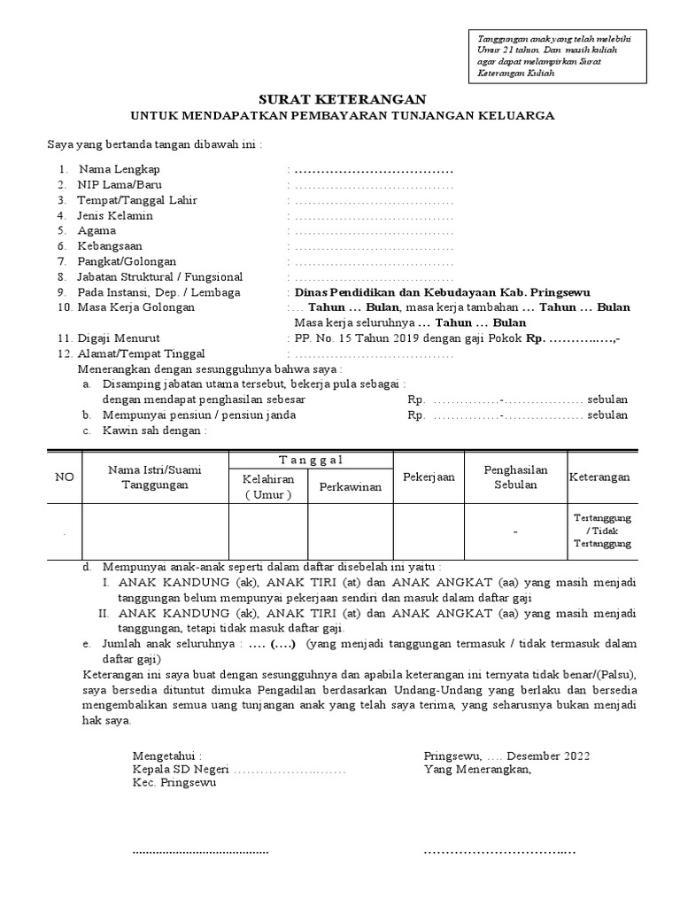 Blangko KP.4 Depan Guru 22 | PDF