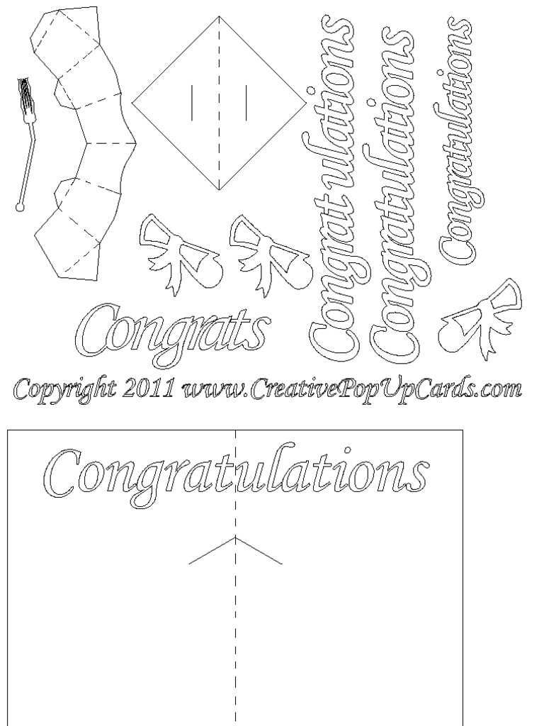 Graduation Pop Up Card 3D Cap Template | PDF