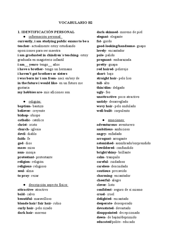 VOCABULARIO B2 | PDF