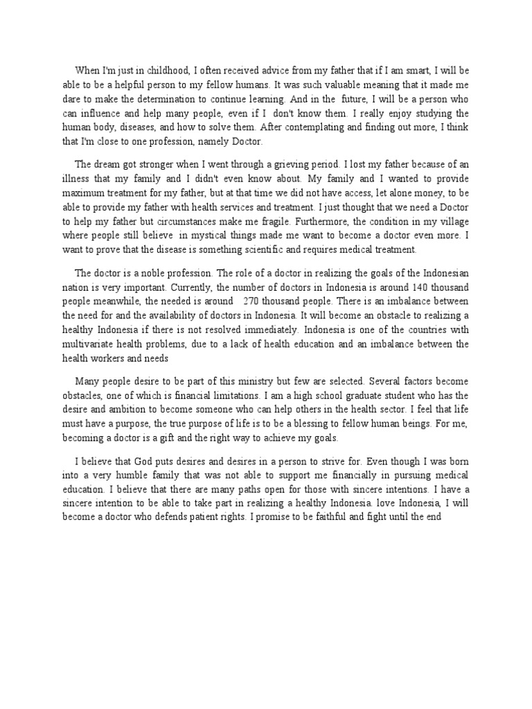 Essay To Become A Doctor | PDF