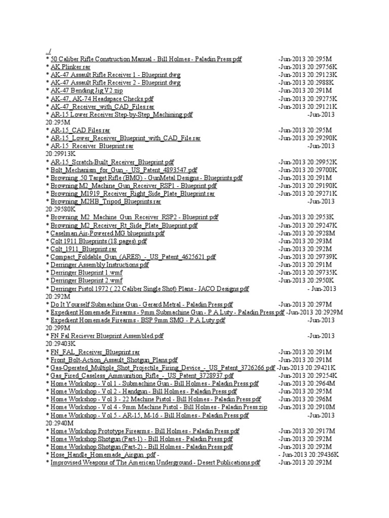 Blueprints and Manuals for Firearms Construction: A Collection of Files ...