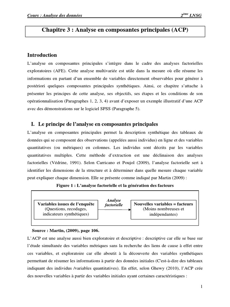 Chapitre 3 Analyse En Composantes Principales Acp Pdf