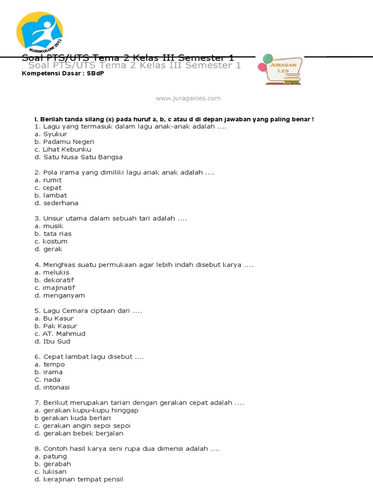 Soal UTS PTS Tema 2 Kelas 3 Semester 1 SBDP | PDF Soal UTS PTS Tema 2 Kelas 3 Semester 1 SBDP | PDF