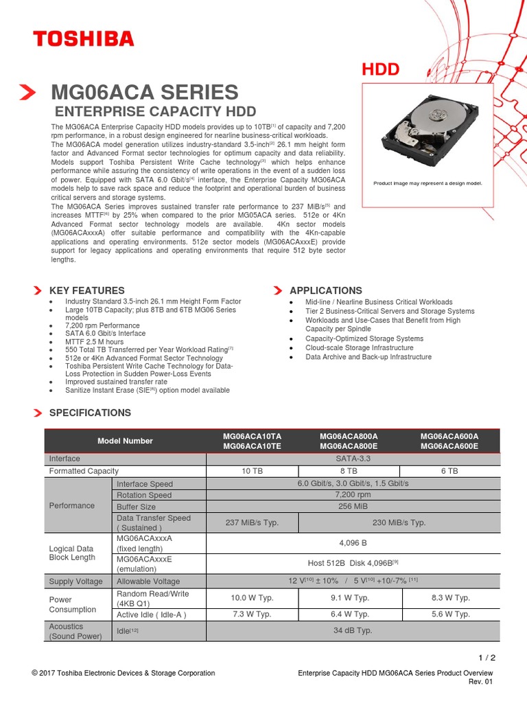 Datasheet HDD-MG06ACAxxx | PDF | Hard Disk Drive | Computing