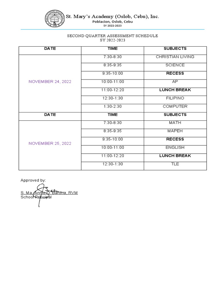 Examination Schedule | PDF