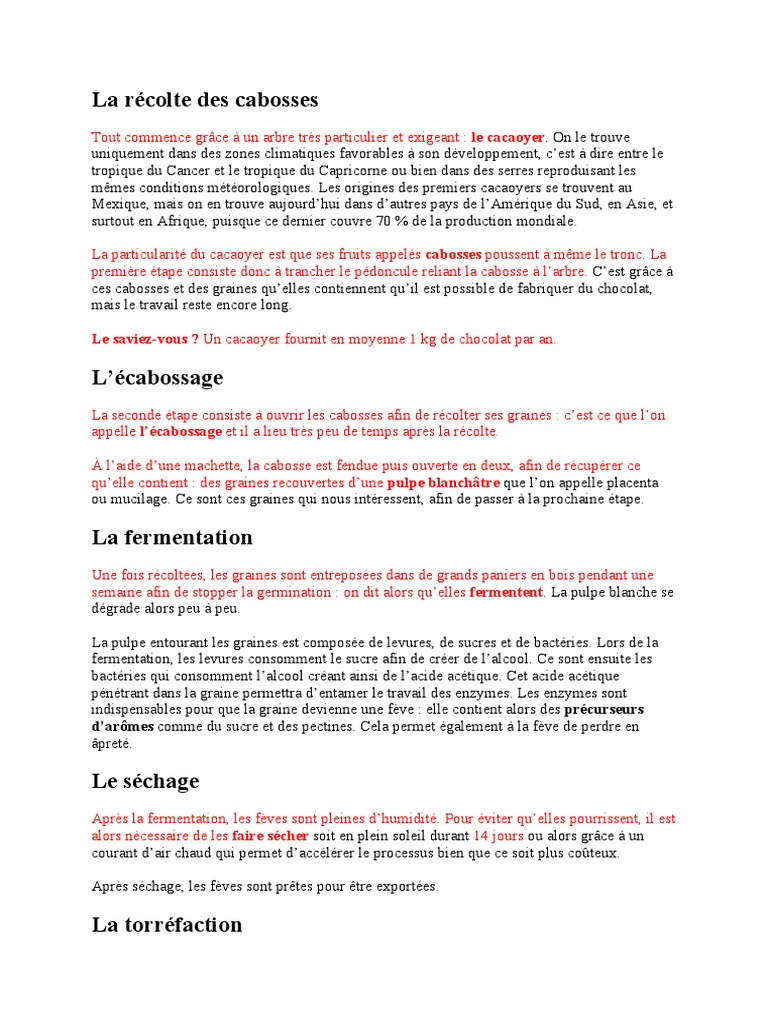 10 Étapes Fabrication Chocolat | Descargar gratis PDF | Chocolat ...