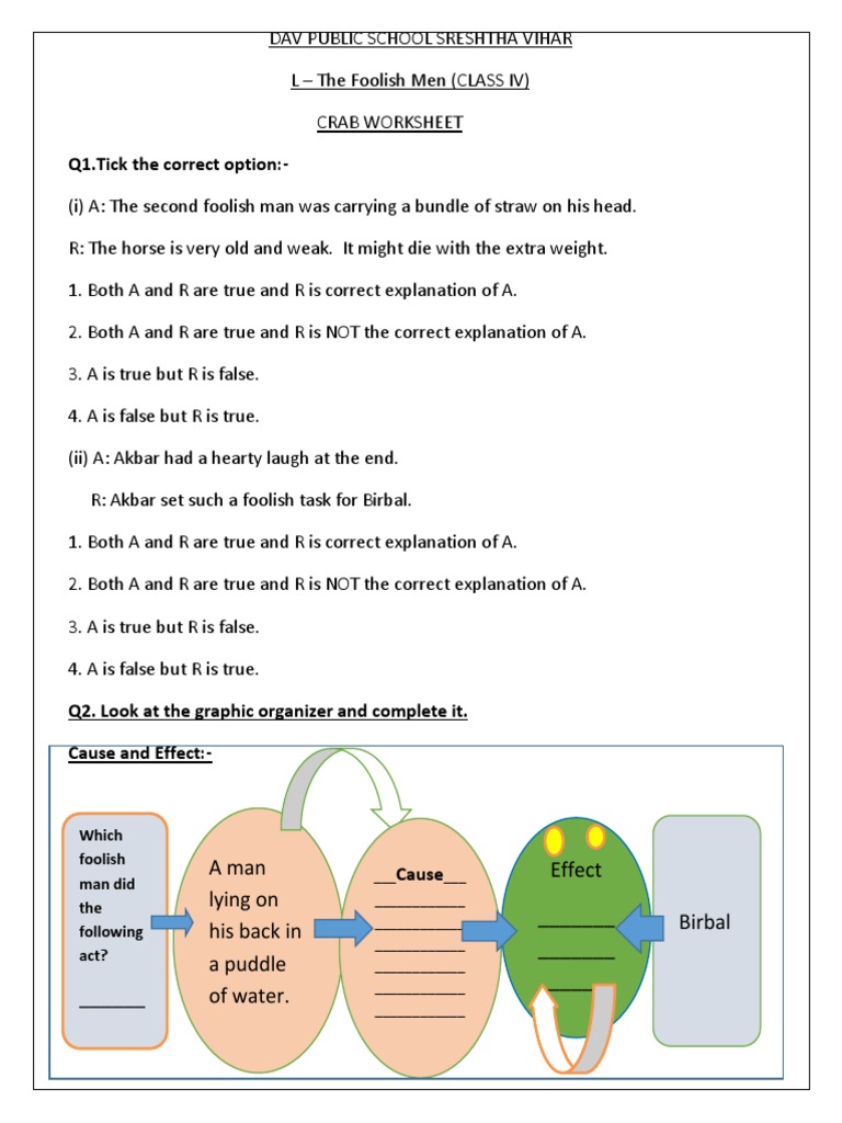 Cbp-Crab Worksheet - The Foolish Men | PDF