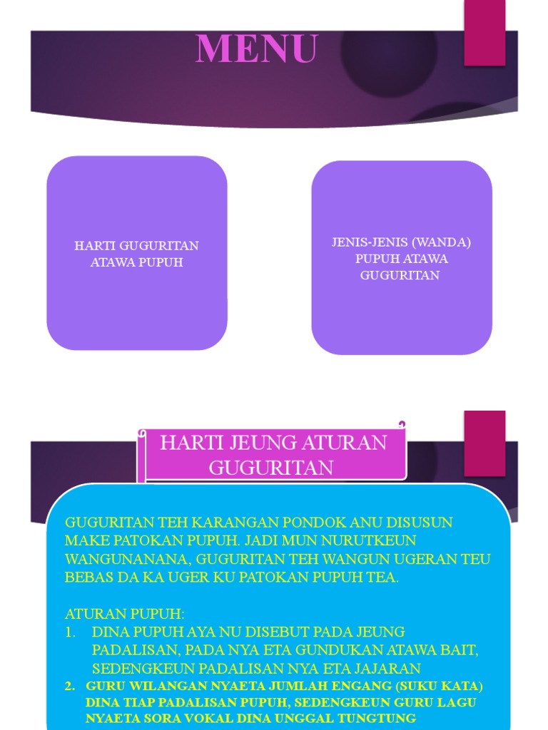 Jenis-jenis Guguritan dan Aturannya | PDF | Seni & Disiplin Bahasa ...