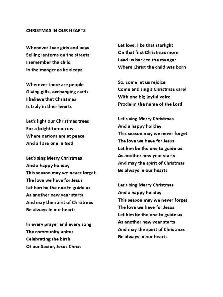 Christmas in Our Hearts Lyrics | PDF