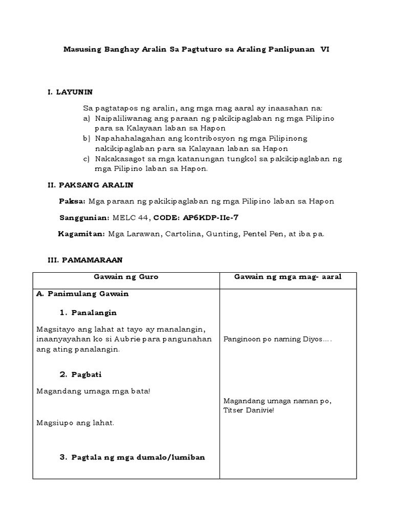 Araling Panlipunan 6 Mga Paraan NG Pakikipaglaban NG Mga Pilipino Sa ...