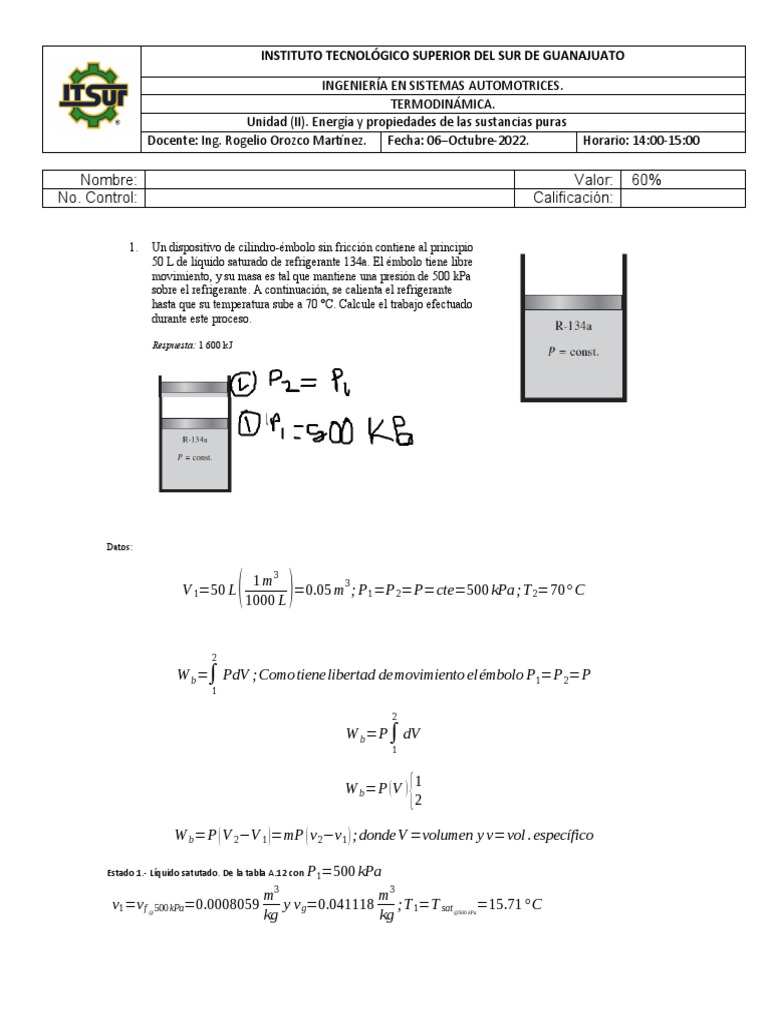 Termodinámica ISA 3A U2 | PDF | Calor | Ingeniería mecánica