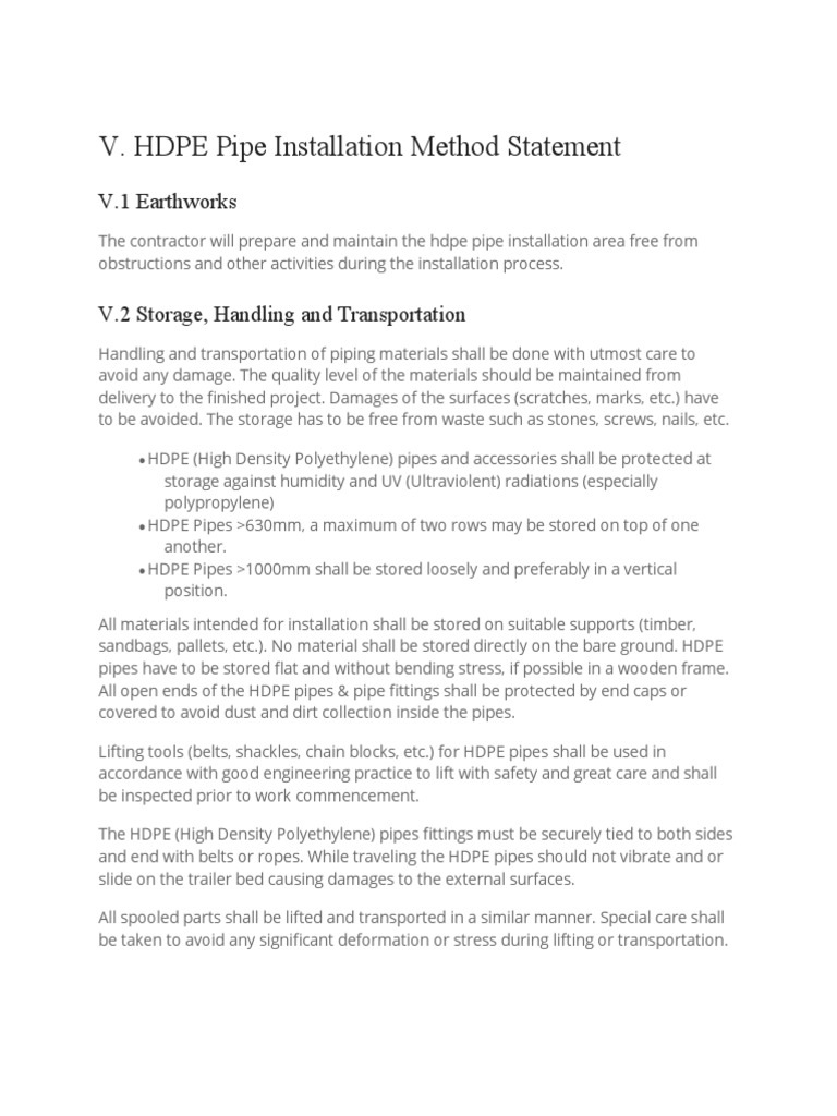 HDPE Method of Statement | PDF | Technology & Engineering