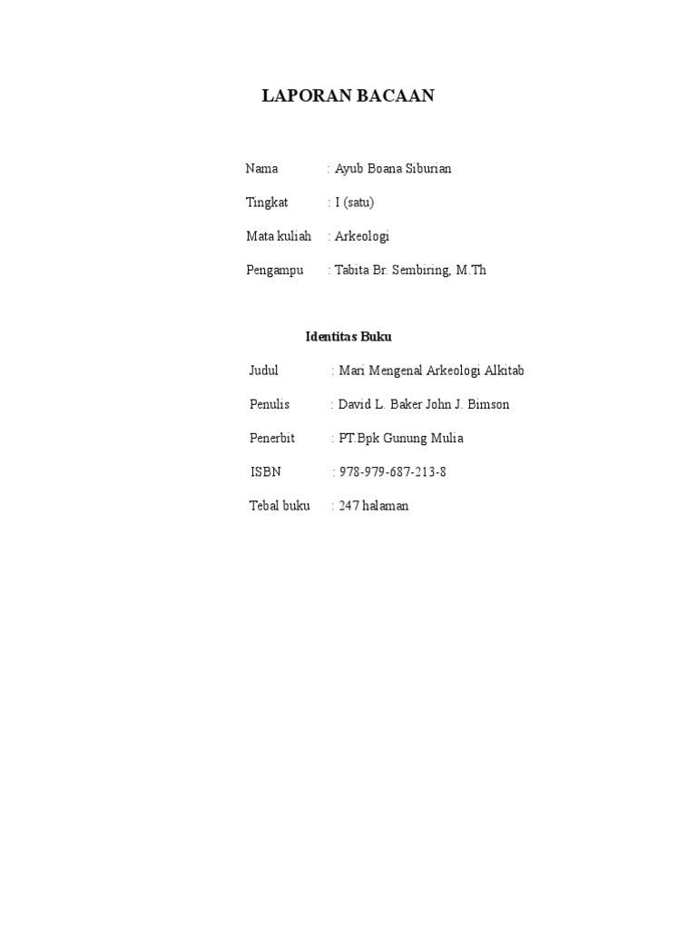 Laporan Bacaan Buk Bita | PDF | Sejarah