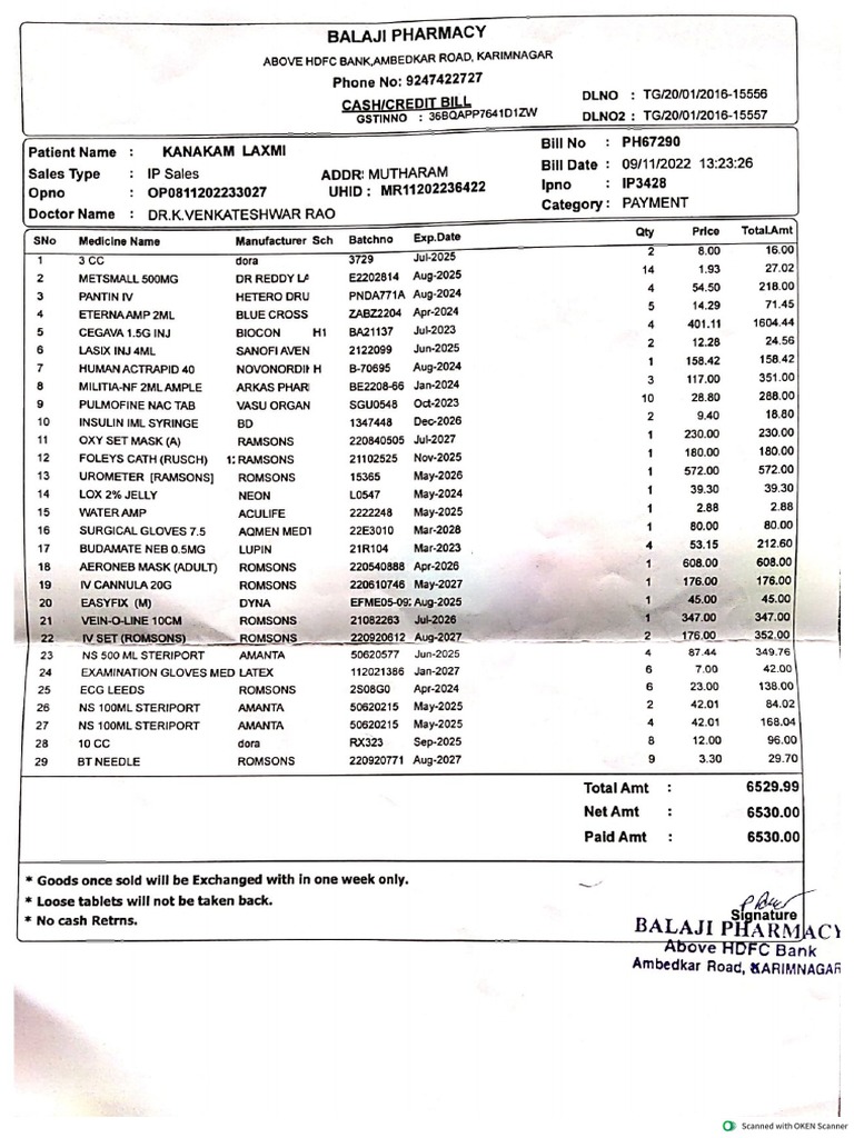 Pharmacy & Lab Bills | PDF