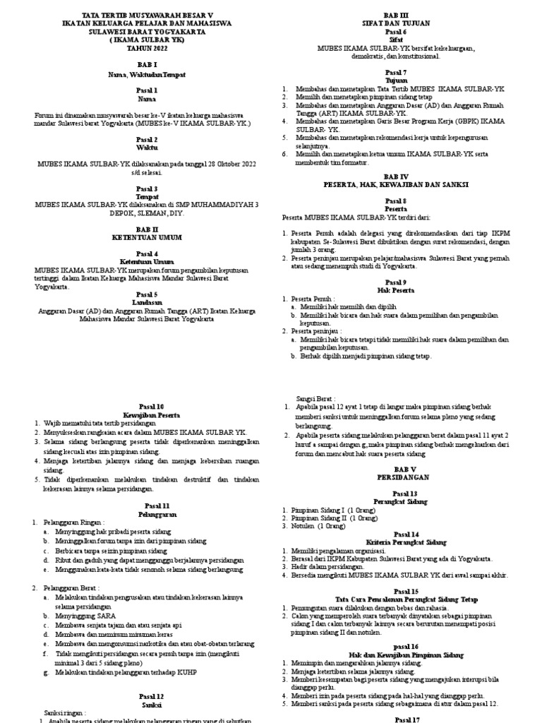 Draft Tatib, Adart, GBPK, Rekomendas Mubes Iv | PDF