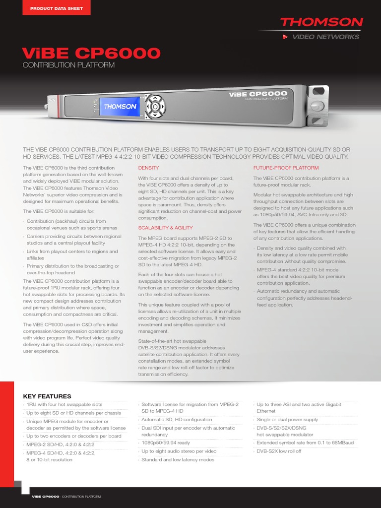 Thomson Vibe Cp6000 Engl | Download Free PDF | Data Compression | High ...