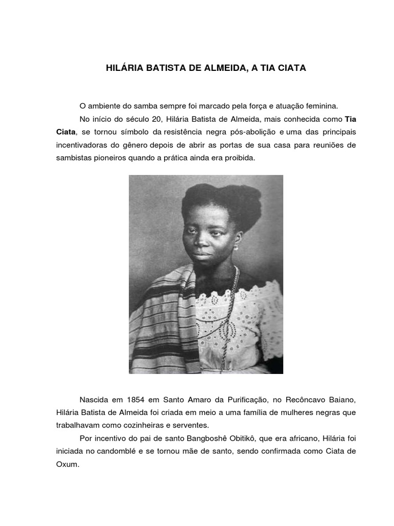 Hilária Batista de Almeida, A Tia Ciata | PDF | Brasil