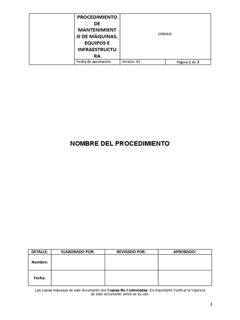 Formato para El Procedimiento | PDF | Ingeniería | Planificación ...