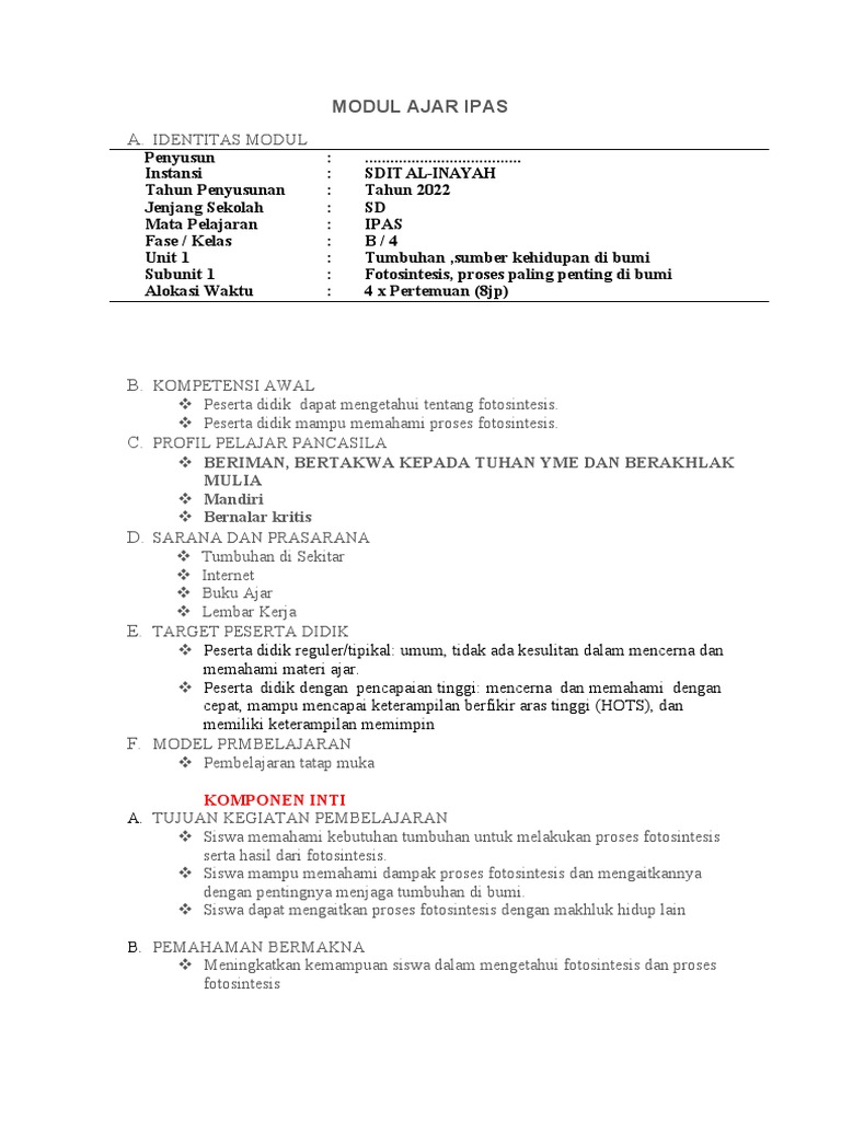 Modul Ajar Ipas | PDF