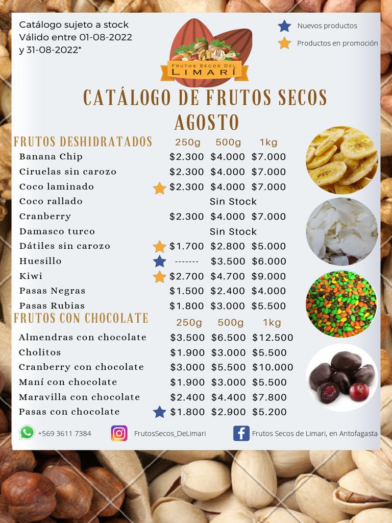 Catálogo Frutos Secos Agosto | PDF | Cocina vegana | Ingredientes de comida