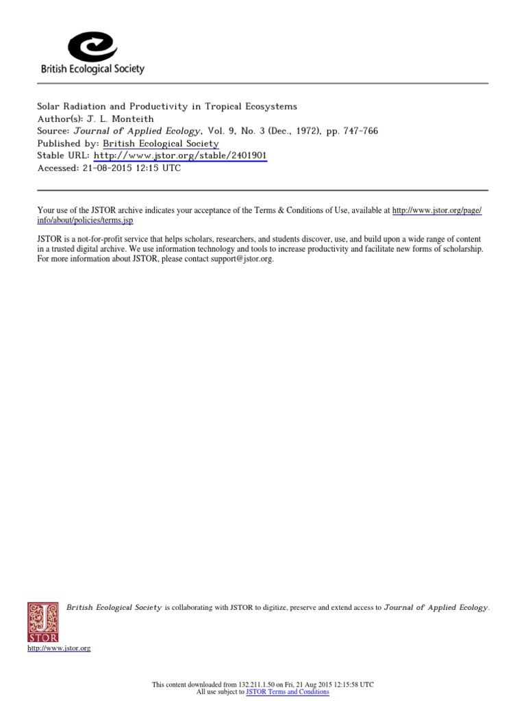 GPP in Tropical Ecosystems (Monteith, 1972) | PDF | Photosynthesis ...