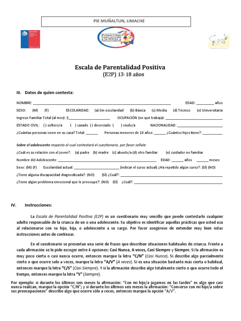 Formatos E2p (13-18) | PDF | Cuestionario