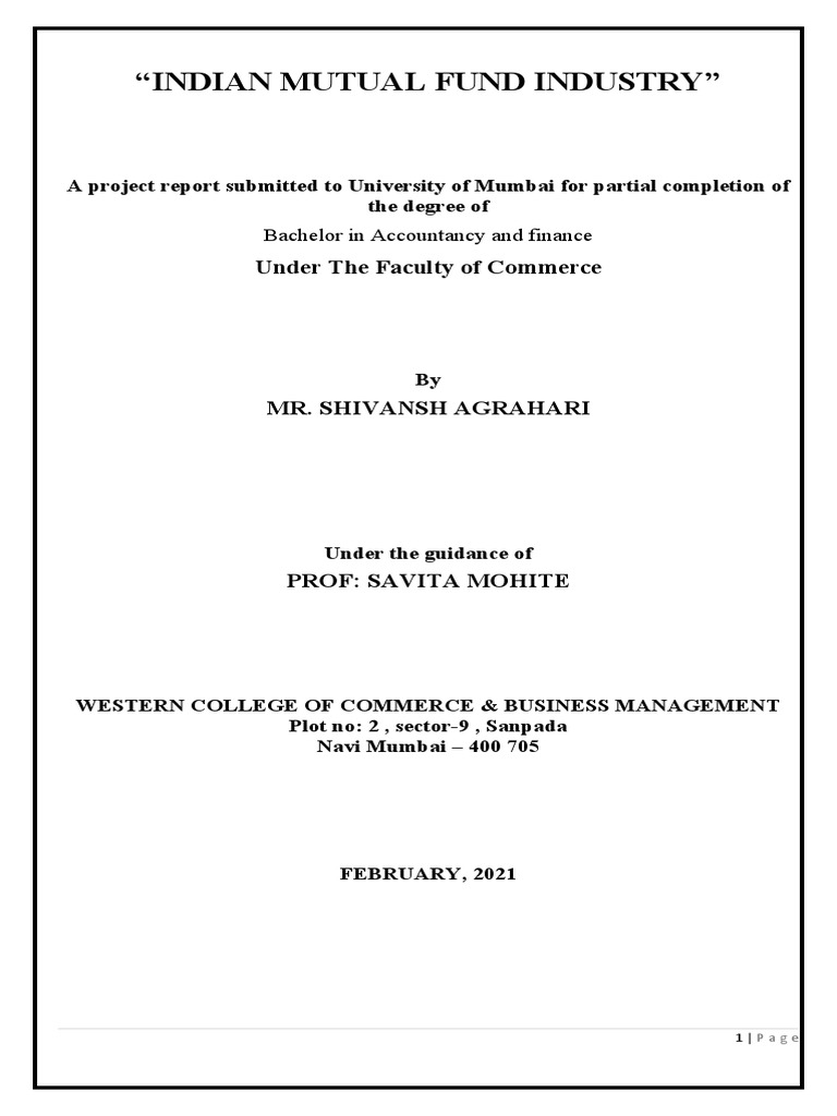 Sarthak Tikam Imf Tybaf Full Project | PDF | Investment Fund | Derivative (Finance)